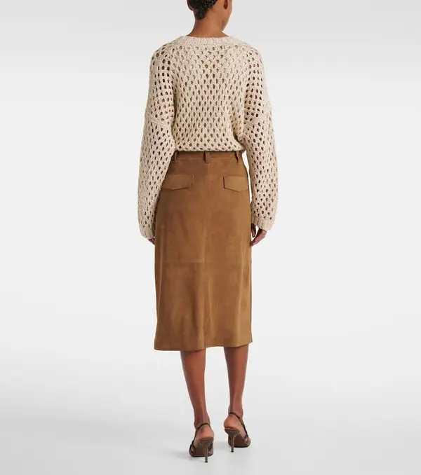 Brunello Cucinelli Suede Midi Skirt