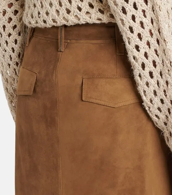 Brunello Cucinelli Suede Midi Skirt