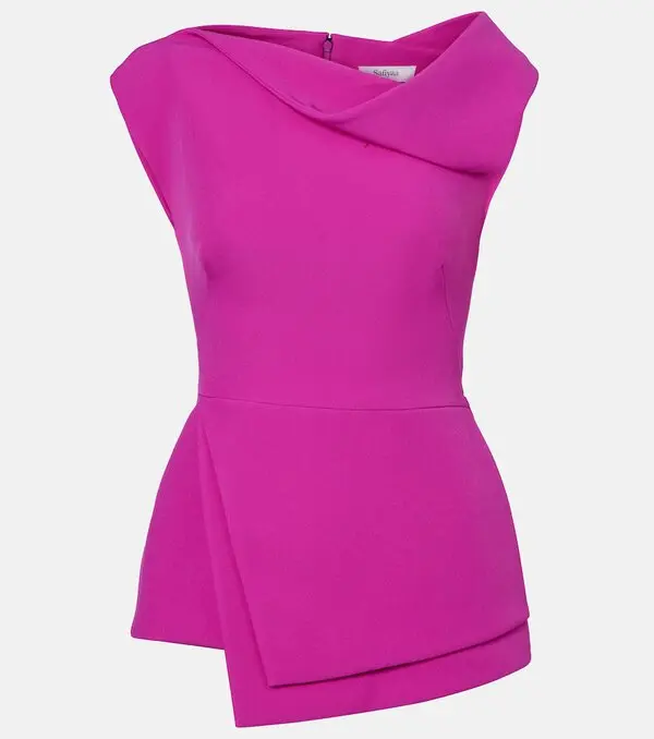 Safiyaa Farrah Draped Crepe Top - Pink