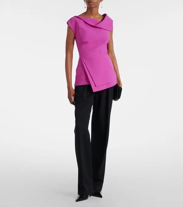 Safiyaa Farrah Draped Crepe Top - Pink