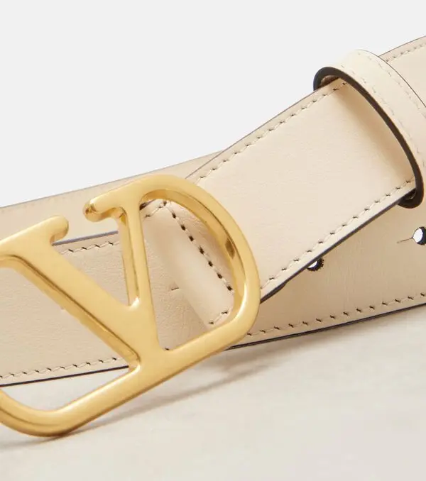 Valentino Garavani Vlogo Leather Belt - White