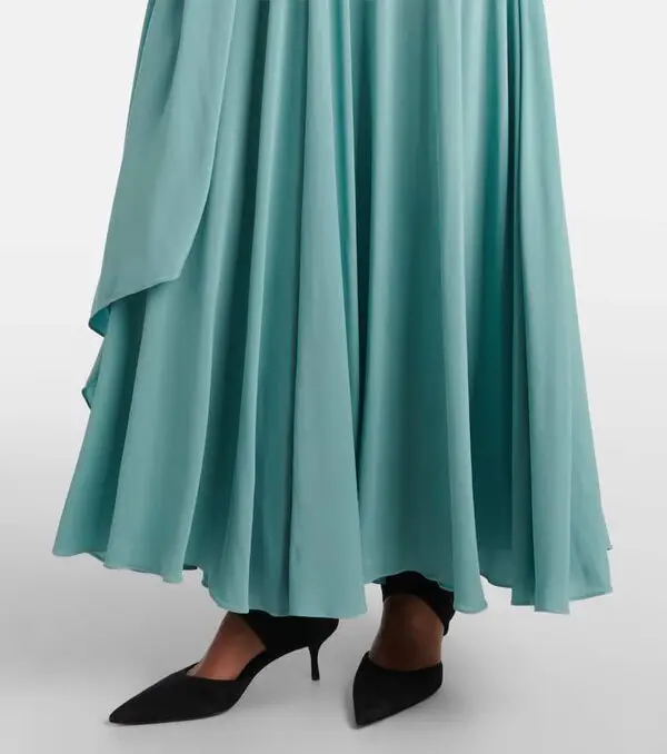 Alaïa Draped Halterneck Maxi Dress - Blue