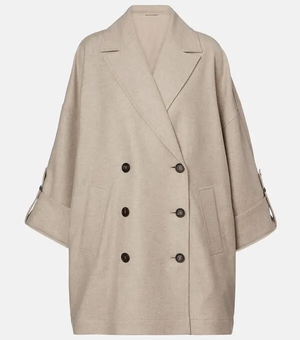 Brunello Cucinelli Oversized Wool Coat - Beige