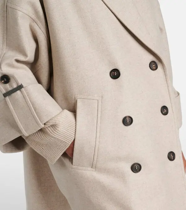 Brunello Cucinelli Oversized Wool Coat - Beige