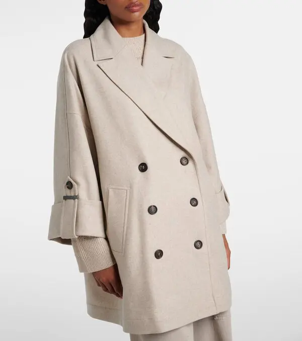 Brunello Cucinelli Oversized Wool Coat - Beige