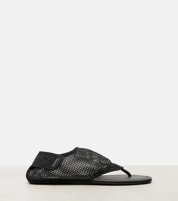 Alaïa Fishnet Thong Sandals - Black