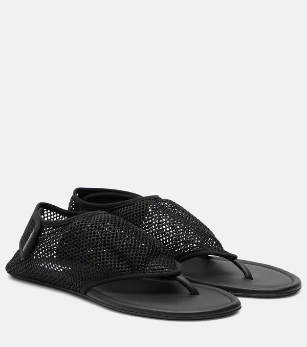 Alaïa Fishnet Thong Sandals - Black