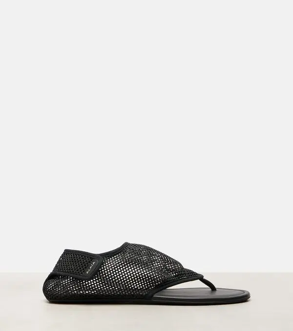 Alaïa Fishnet Thong Sandals - Black