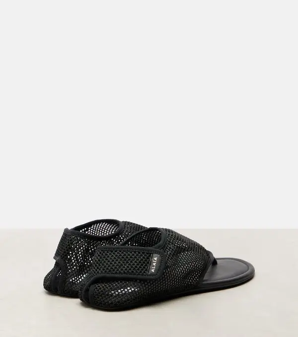 Alaïa Fishnet Thong Sandals - Black