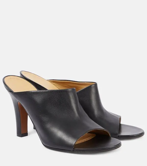 THE ROW Signum 90 Leather Mules - Black