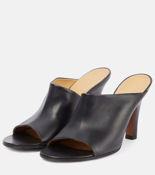 THE ROW Signum 90 Leather Mules - Black