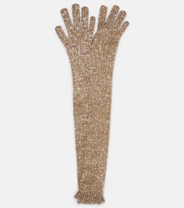 Brunello Cucinelli Sequined Gloves - Beige