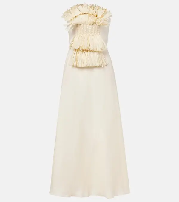 Johanna Ortiz Embellished Linen Maxi Dress