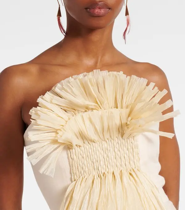 Johanna Ortiz Embellished Linen Maxi Dress