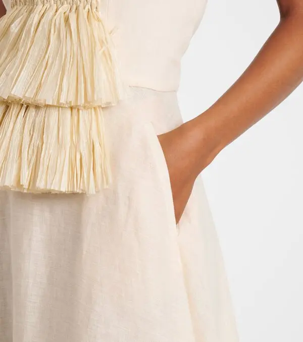 Johanna Ortiz Embellished Linen Maxi Dress
