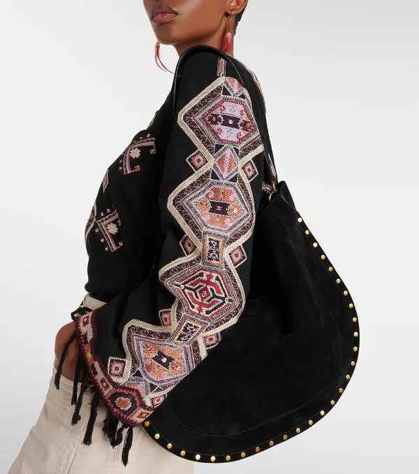 Isabel Marant Étoile Oskan Soft Medium Suede Shoulder Bag - Black