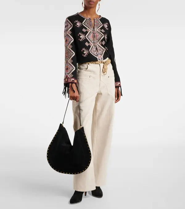 Isabel Marant Étoile Oskan Soft Medium Suede Shoulder Bag - Black