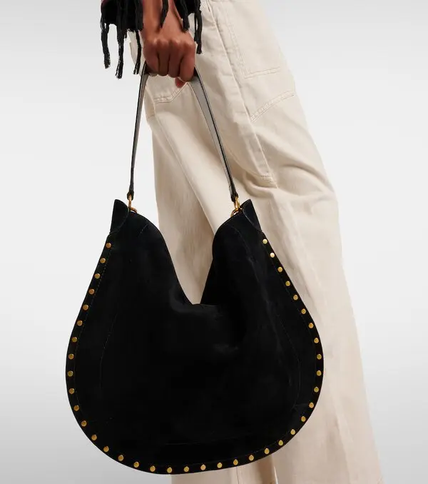 Isabel Marant Étoile Oskan Soft Medium Suede Shoulder Bag - Black