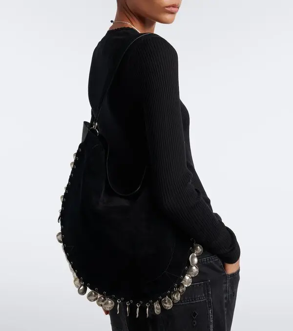Isabel Marant Étoile Oskan Soft Medium Suede Shoulder Bag - Black