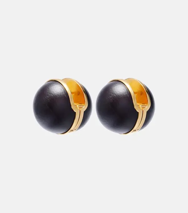 Alaïa Sphere Wood Earrings - Brown