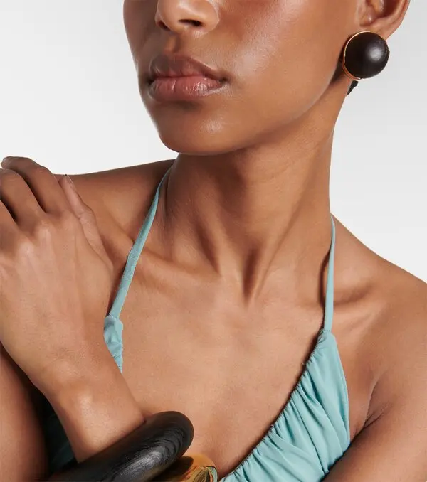 Alaïa Sphere Wood Earrings - Brown