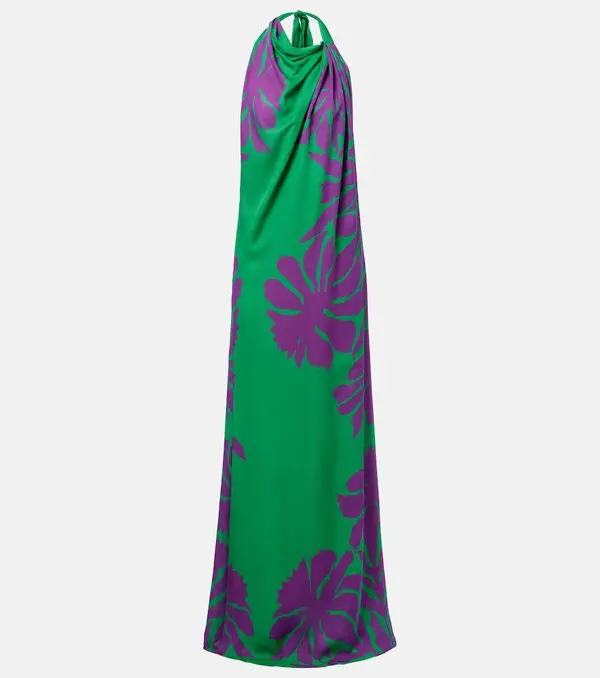 Johanna Ortiz Halterneck Printed Silk Gown - Green