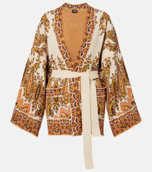 Etro Jacquard Cotton-blend Wrap Cardigan - Multicoloured