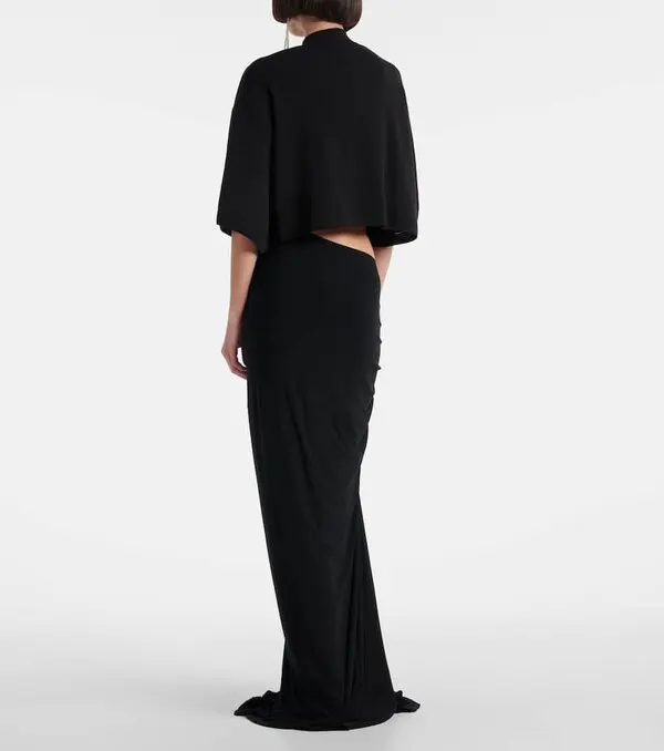 Alaïa Gathered Jersey Maxi Skirt - Black