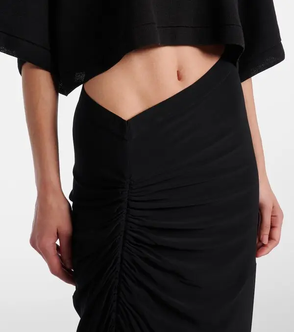 Alaïa Gathered Jersey Maxi Skirt - Black