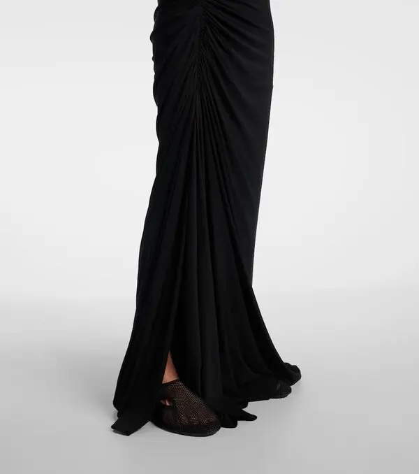 Alaïa Gathered Jersey Maxi Skirt - Black