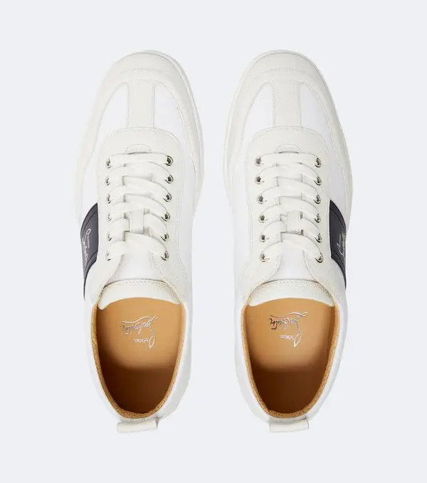 CHRISTIAN LOUBOUTIN Retero Leather And Canvas Sneakers - White