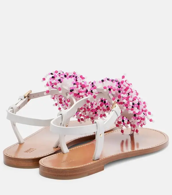 Emilio Pucci Embroidery Beaded Leather Sandals