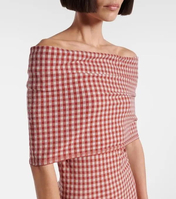 Alaïa Gingham Maxi Dress - Red