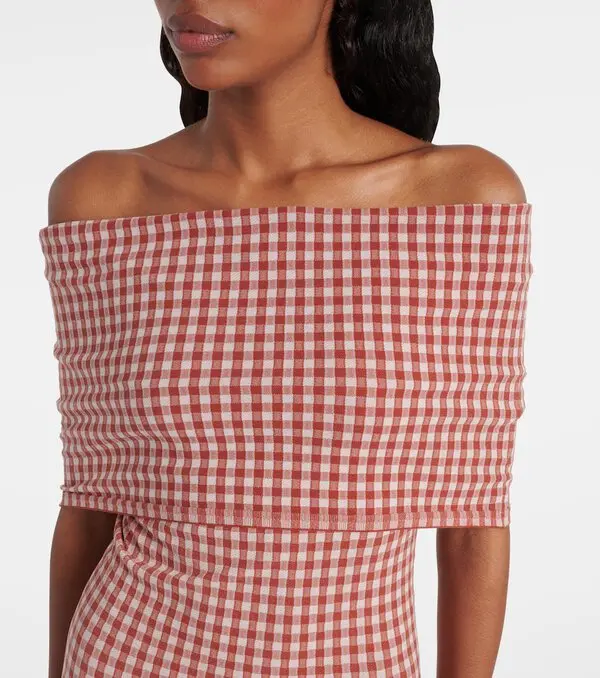 Alaïa Gingham Maxi Dress - Red