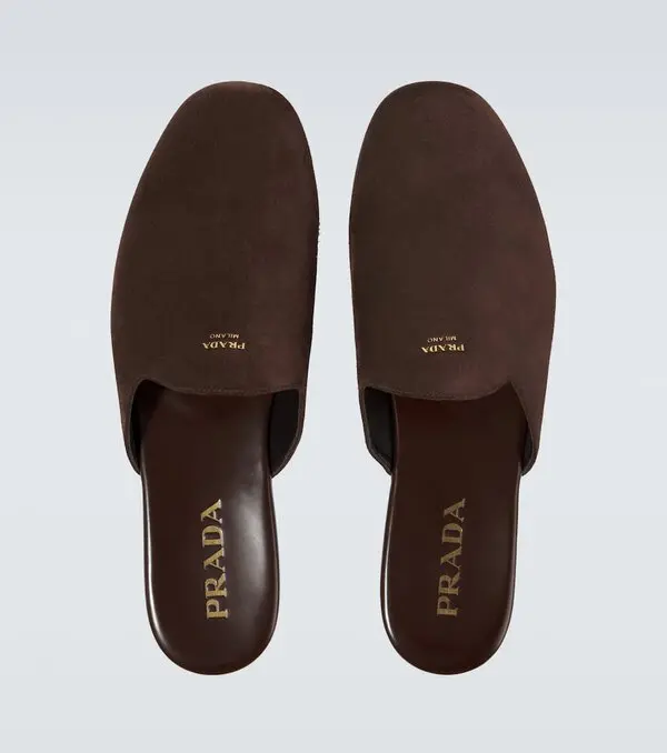 Prada Suede Mules - Brown