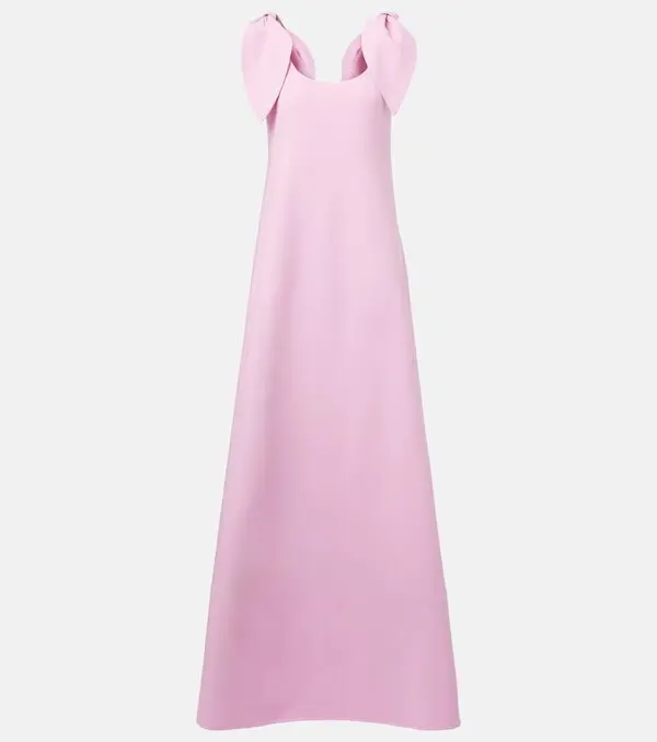 Oscar De La Renta Bow-detail Wool-blend Maxi Dress - Pink