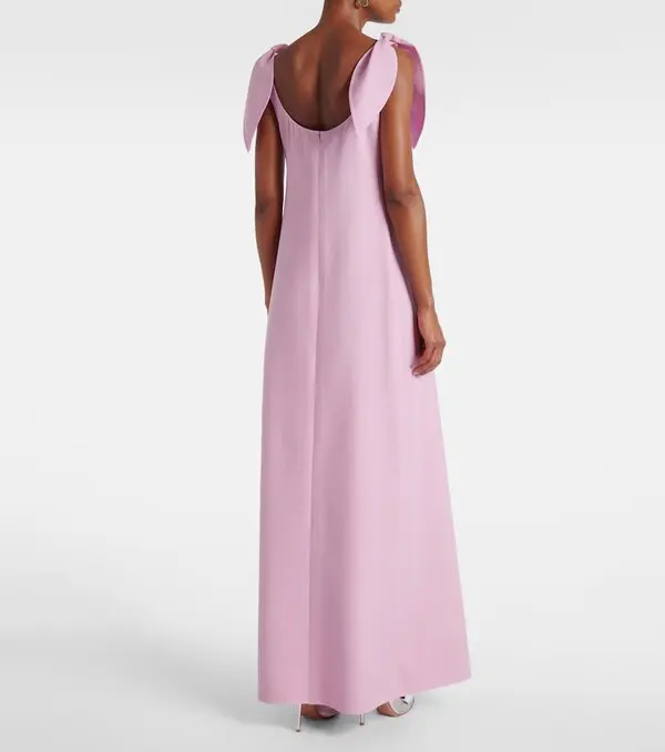 Oscar De La Renta Bow-detail Wool-blend Maxi Dress - Pink