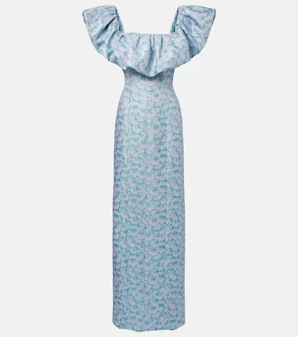 MARKARIAN Rowan Floral Brocade Gown - Blue