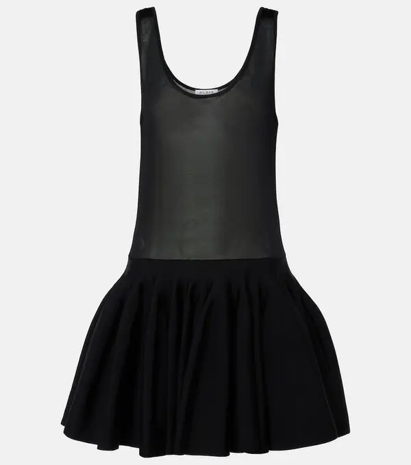 Alaïa Ribbed Knit Mini Dress - Black