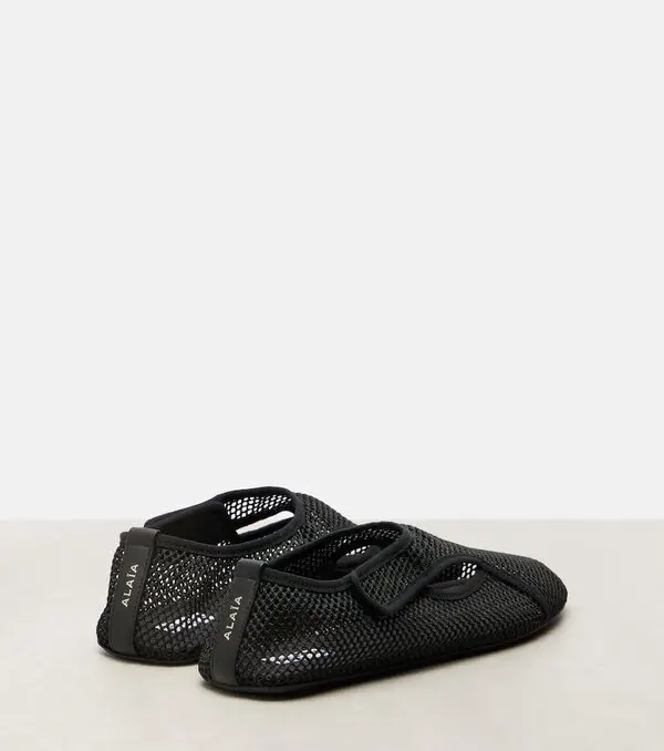 Alaïa Fishnet Slip-on Shoes - Black