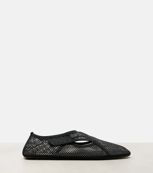 Alaïa Fishnet Slip-on Shoes - Black