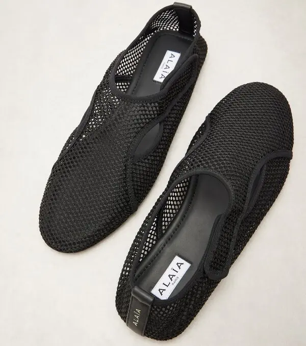 Alaïa Fishnet Slip-on Shoes - Black