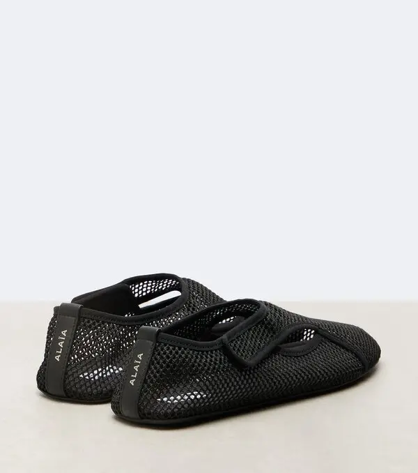 Alaïa Fishnet Slip-on Shoes - Black