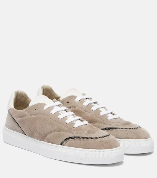 Brunello Cucinelli Monili Suede Sneakers - Beige