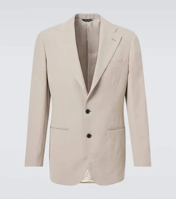 SAMAN AMEL Single-breasted Linen Suit Jacket