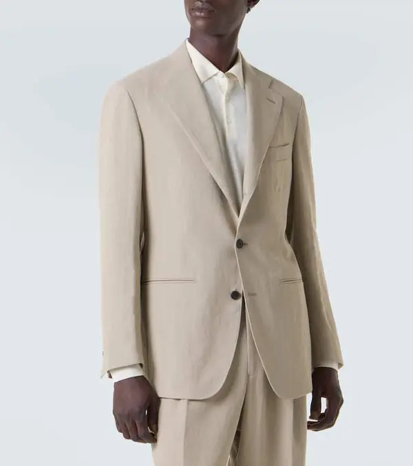 SAMAN AMEL Single-breasted Linen Suit Jacket