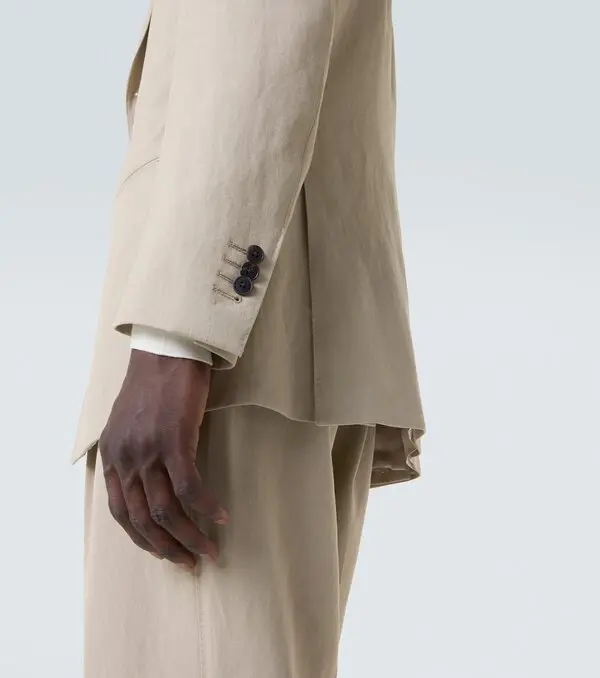 SAMAN AMEL Single-breasted Linen Suit Jacket - Beige