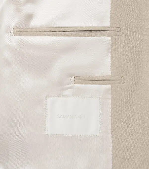 SAMAN AMEL Single-breasted Linen Suit Jacket - Beige