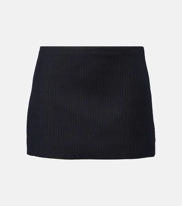 Khaite Jett Pinstripe Wool-blend Miniskirt - Blue