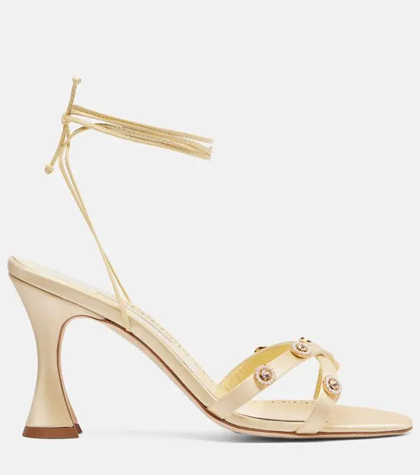 Manolo Blahnik Pelysaka 95 Embellished Satin Sandals